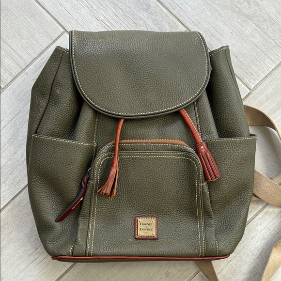 Dooney & Bourke | Bags | Dooney Bourke Green And Brown Leather Backpack ...